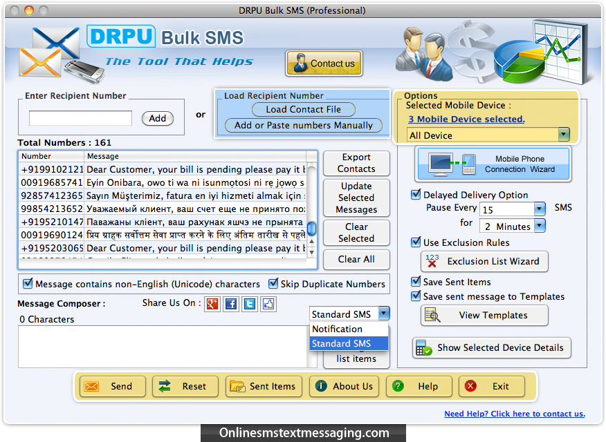 Watch Mac Text Messaging Software - Professional Screenshots to send bulk messages